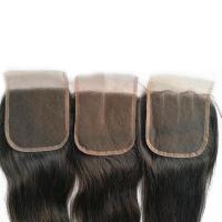 China Drouble Weft 4x4 Lace Closure Peruvian Hair Weave Lace Closure Deep Texture for sale