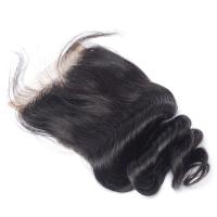 China Natural 4x4 Lace Closure Hair Extensions No Animal Loose Wave Closure for sale