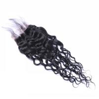 China Qingdao Top Lace Closure 45Gram Natural Color Peruvian Water Wave Human Hair  Closure for sale
