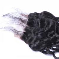 China Qingdao Top Lace Closure 45Gram Natural Color Peruvian Water Wave Human Hair  Closure for sale