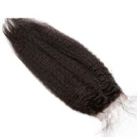 China Black 4 X4 Kinky Straight Closure , Free Part Lace Closure No Tangling for sale
