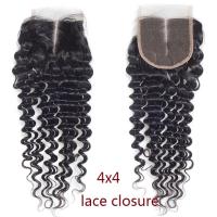 China Indian Curly Brown 4x4 Lace Closure Grade 8A Virgin Human Hair Materials for sale