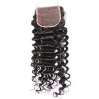 China Raw Human Indian Hair Deep Wave Closure Full Density For Top Head for sale