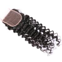 China Raw Human Indian Hair Deep Wave Closure Full Density For Top Head for sale