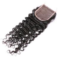 China Raw Human Indian Hair Deep Wave Closure Full Density For Top Head for sale