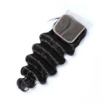 China Malaysian Hair 100% Virgin Deep Wave Closure 4x4 Lace Closure No Shedding No Tangle for sale