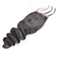 China Free Part Three Part Middle Part Malaysian Loose Wave Closure Virgin Human Hair for sale