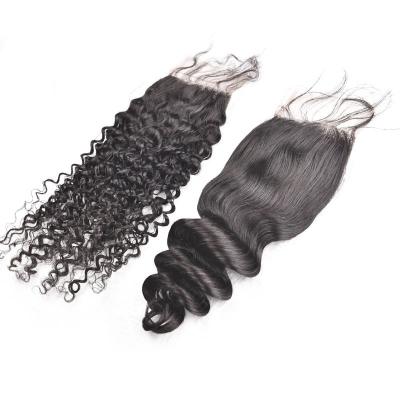 China Free Part Three Part Middle Part Malaysian Loose Wave Closure Virgin Human Hair for sale