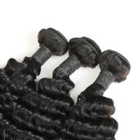 China Deep Wave Hair Extension Brazilian Hair Weave Bundles With 1B Natural Color for sale