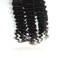 China Full And Thick Ends Brazilian Curly Hair Extensions , Deep Wave Human Hair Bundles  for sale