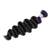 China 12-30 Inch Brazilian Loose Curly Weave Natural Color Black Single Drawn Hair End for sale