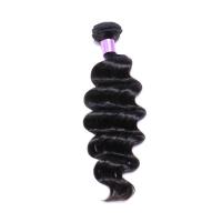 China 12-30 Inch Brazilian Loose Curly Weave Natural Color Black Single Drawn Hair End for sale
