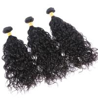 China 100 Unprocessed Brazilian Water Wave Human Hair , Natural Black Curly Hair Bundles  for sale