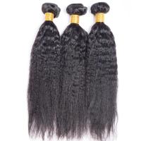 China Brazilian / Peruvian Kinky Straight Virgin Human Hair Bundles With Natural Color for sale