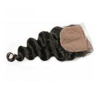 China Loose Wave Human Hair Silk Closure Soft Smooth Natural Head Skin Color for sale