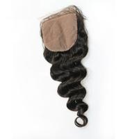 China Loose Wave Human Hair Silk Closure Soft Smooth Natural Head Skin Color for sale