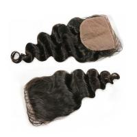China Loose Wave Human Hair Silk Closure Soft Smooth Natural Head Skin Color for sale