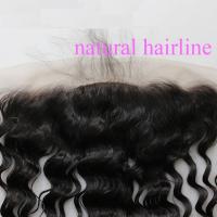 China Peruvian 13x4 Lace Closure , Loose Wave Frontal Closure Natural #1b Color Bleached Knots for sale