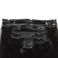 China Color #1 Black Hair Clip In Human Hair Thick 7 Pieces 14 Clips Brazilian Human Hair Extension for sale