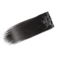 China Color #1 Black Hair Clip In Human Hair Thick 7 Pieces 14 Clips Brazilian Human Hair Extension for sale