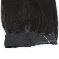 China Flip In Halo Hair Extension One Piece Set Black Lace With Fish Wire Clip In Human Hair Extension for sale