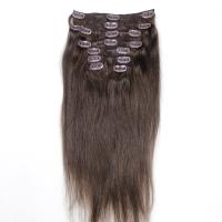 China Dark Brown Color #2 Brazilian Human Hair Clip In Hair Extensions Cuticle Aligned 8pcs 120 Gram for sale