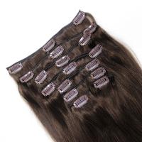 China Dark Brown Color #2 Brazilian Human Hair Clip In Hair Extensions Cuticle Aligned 8pcs 120 Gram for sale