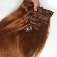 China Full Cuticles Brazilian Peruvian Virgin Human Hair Machine Weft Clip In Hair Extension Brown Color for sale