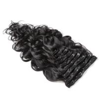 China Clip In Human Hair Extensions Body Wave 1B Color 7 Pieces Set Can Be Straighten No Shedding for sale