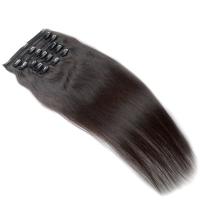 China Natural Black Color Remy Clip In Hair Extensions 100% Virgin Hair With 6 Pieces for sale