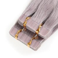 China Brazilian Virgin Glue PU Tape Hair Extensions For Thin Hair , Grey Color for sale