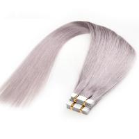 China Brazilian Virgin Glue PU Tape Hair Extensions For Thin Hair , Grey Color for sale