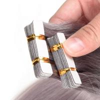 China Brazilian Virgin Glue PU Tape Hair Extensions For Thin Hair , Grey Color for sale