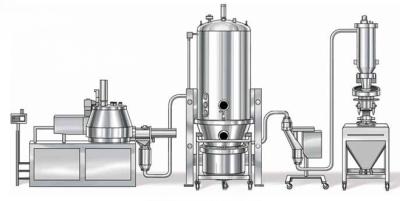 China FLP Series Fluid Bed Granulator Coater 2.5–120kg/Batch GMP Pharmaceutical Equipment for Antibiotic Granules & Amoxicillin Powder for sale