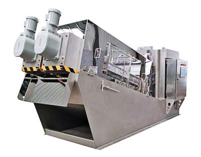 China Stainless Steel Multi Disk Screw Sludge Dewatering Machine PLC Control High Concentration for sale