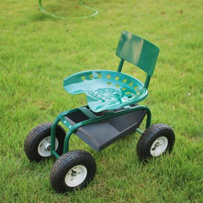 China Metal Durable Green TC4501G Pure Garden Rolling Garden Work Scooter With Tool Tray for sale