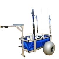 China Blue Aluminum Fishing Wagon Cart Lightweight Beach Trolley For Fishing for sale