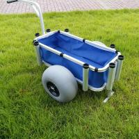 China Blue Aluminum Fishing Wagon Cart Lightweight Beach Trolley For Fishing for sale