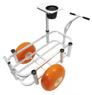 China Aluminum Beach Trolley Fishing Cart Bait Tray Balloon Wheel Fishing Wagon Cart for sale