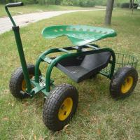 China Metal Tractor Garden Seat Cart Rolling Garden Cart With Tool Tray Swivel Saddle for sale