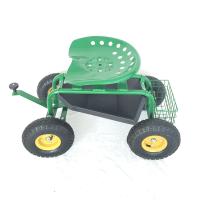 China Manual Tractor Seat On Wheels Garden Cart Metal Swing Garden Rolling Work Seat for sale