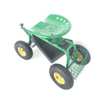 China Manual Tractor Seat On Wheels Garden Cart Metal Swing Garden Rolling Work Seat for sale