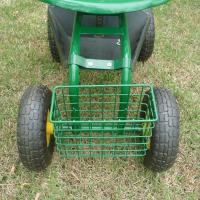 China Four Wheels Rolling Garden Seat Cart Metal Tractor Seat Garden Cart for sale