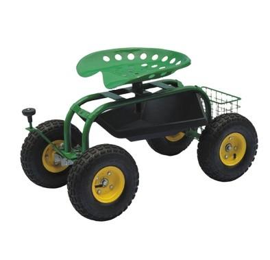 China Durable Four Wheel Heavy Duty Rolling Garden Cart With Swivel Seat for sale
