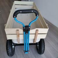 China 150kg Load Capacity Kids Pull Wagon Cart 4 Wheels Timber Beach Garden Cart for sale