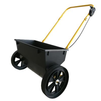 China Rotary Fertilizer Spreader Cart Garden Hand Lawn Manual Seed And Salt Spreader for sale