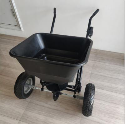 China OEM Manual Fertilizer Spreader Cart Lawn Fertilizer Salt Spreader for sale