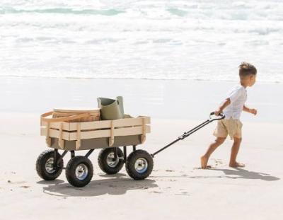 China Wooden Garden Beach Trolley Sand Wagon For Beach Four Wheel Roll for sale