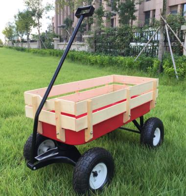 China 150kgs Wooden Beach Wagon Cart 4 Wheel Beach Fishing Cart OEM for sale