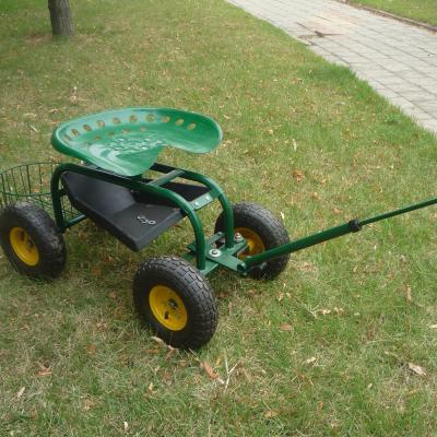 China Height Adjustable Professional Garden Seat Cart 4 Wheel Garden Scooter Tractor Seat for sale